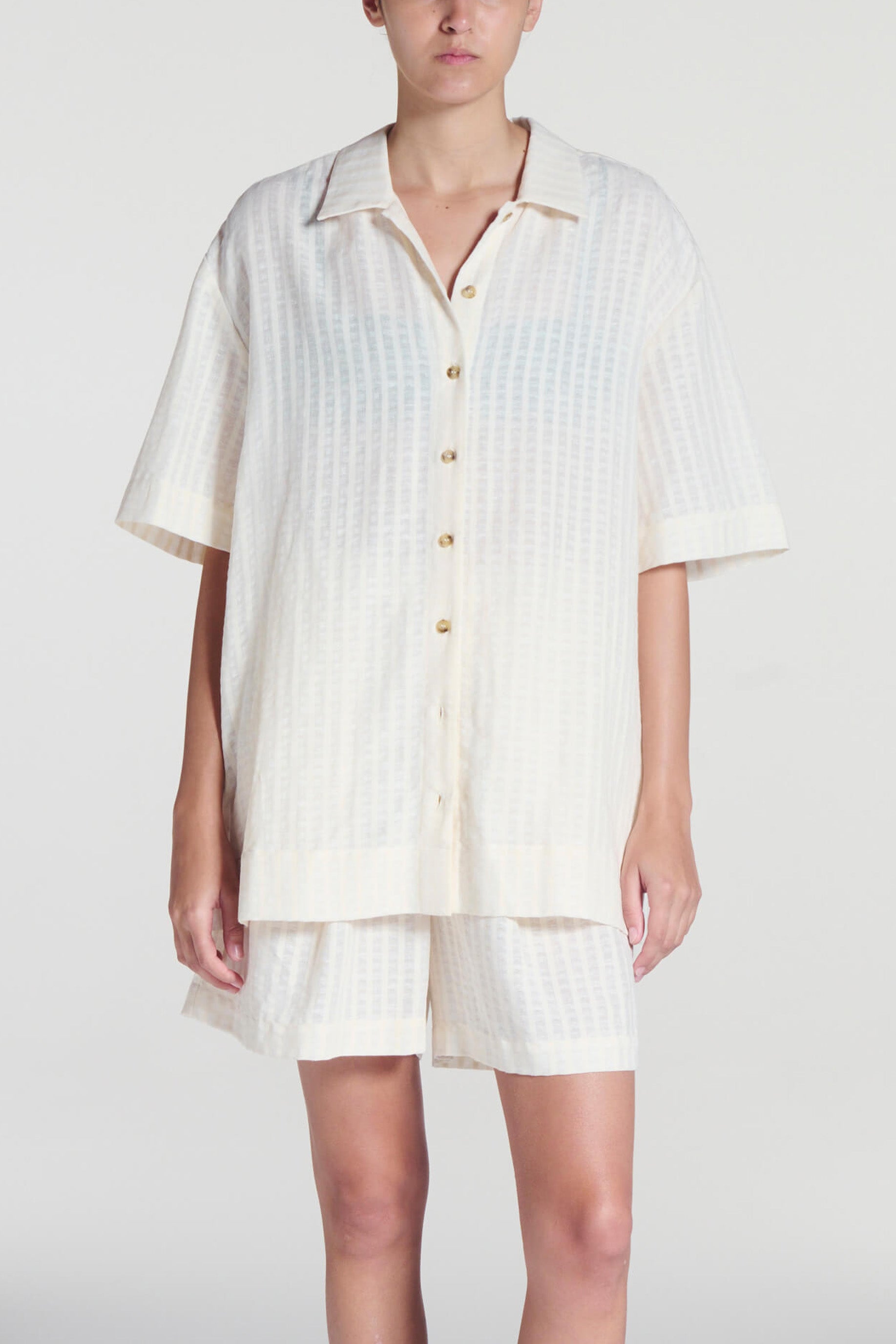 Montauk Shell White Stripe Cotton Linen