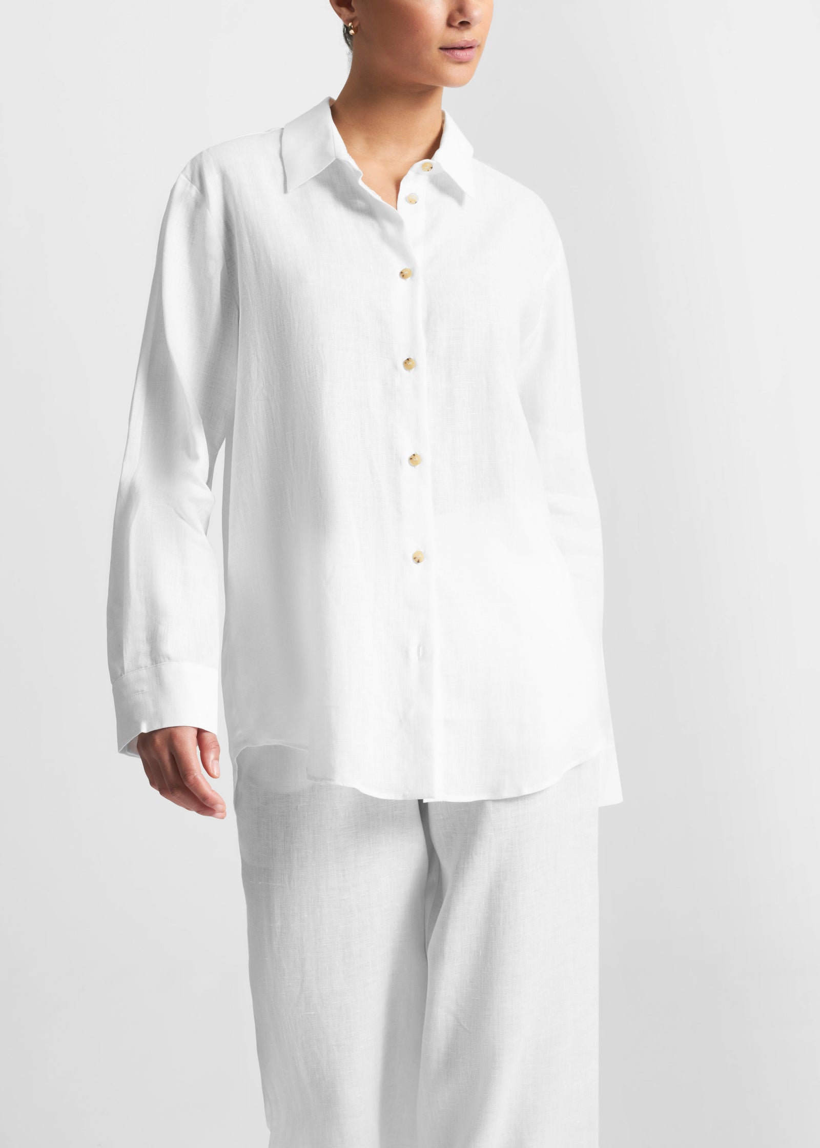 London White Organic Linen Pyjama Top | Organic White Linen Shirt ...