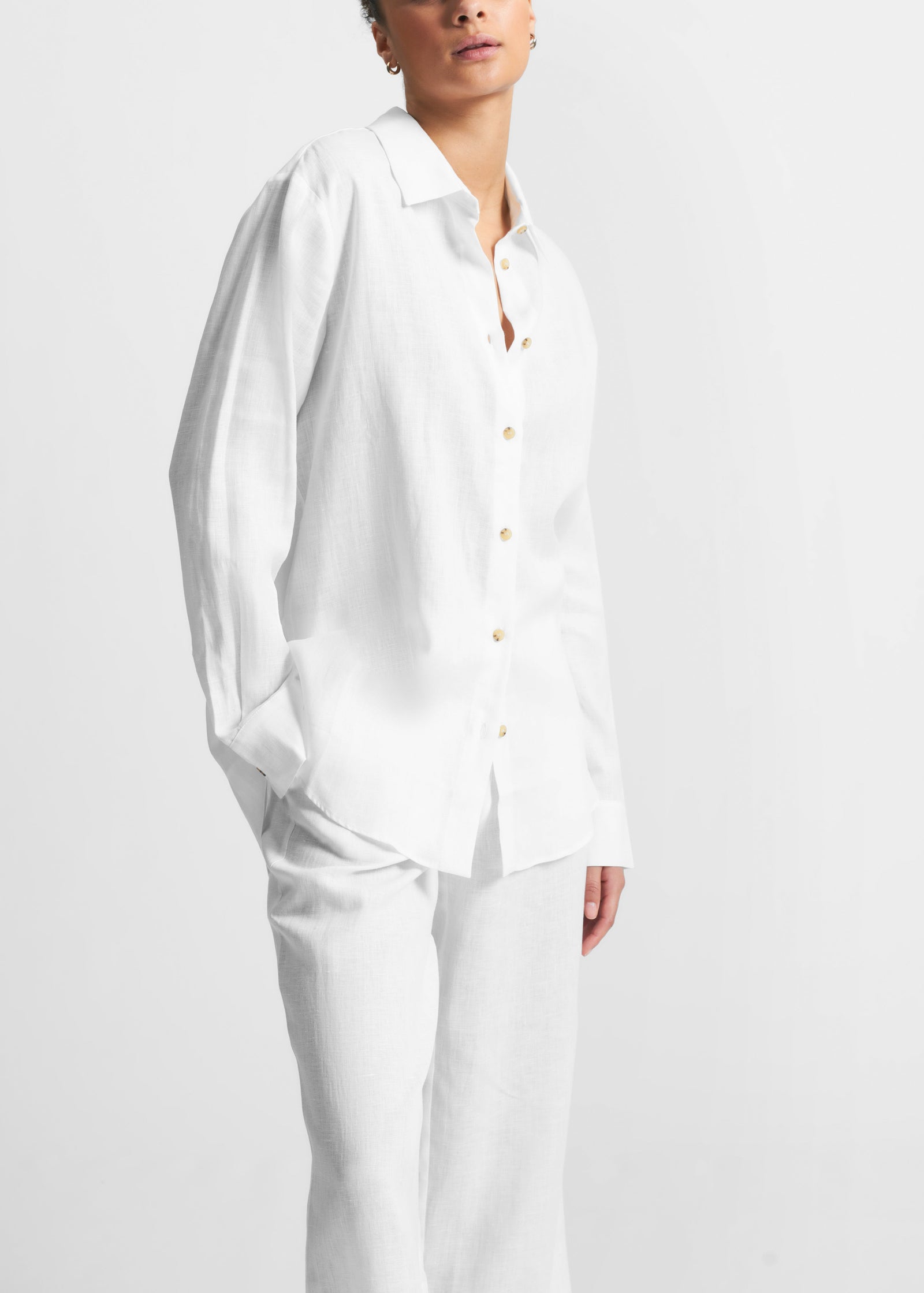 London White Organic Linen Pyjama Top | Organic White Linen Shirt ...